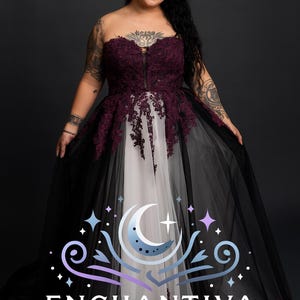 Twilight Elegance Aline Wedding Dress Bridal Gown Black White Purple ...