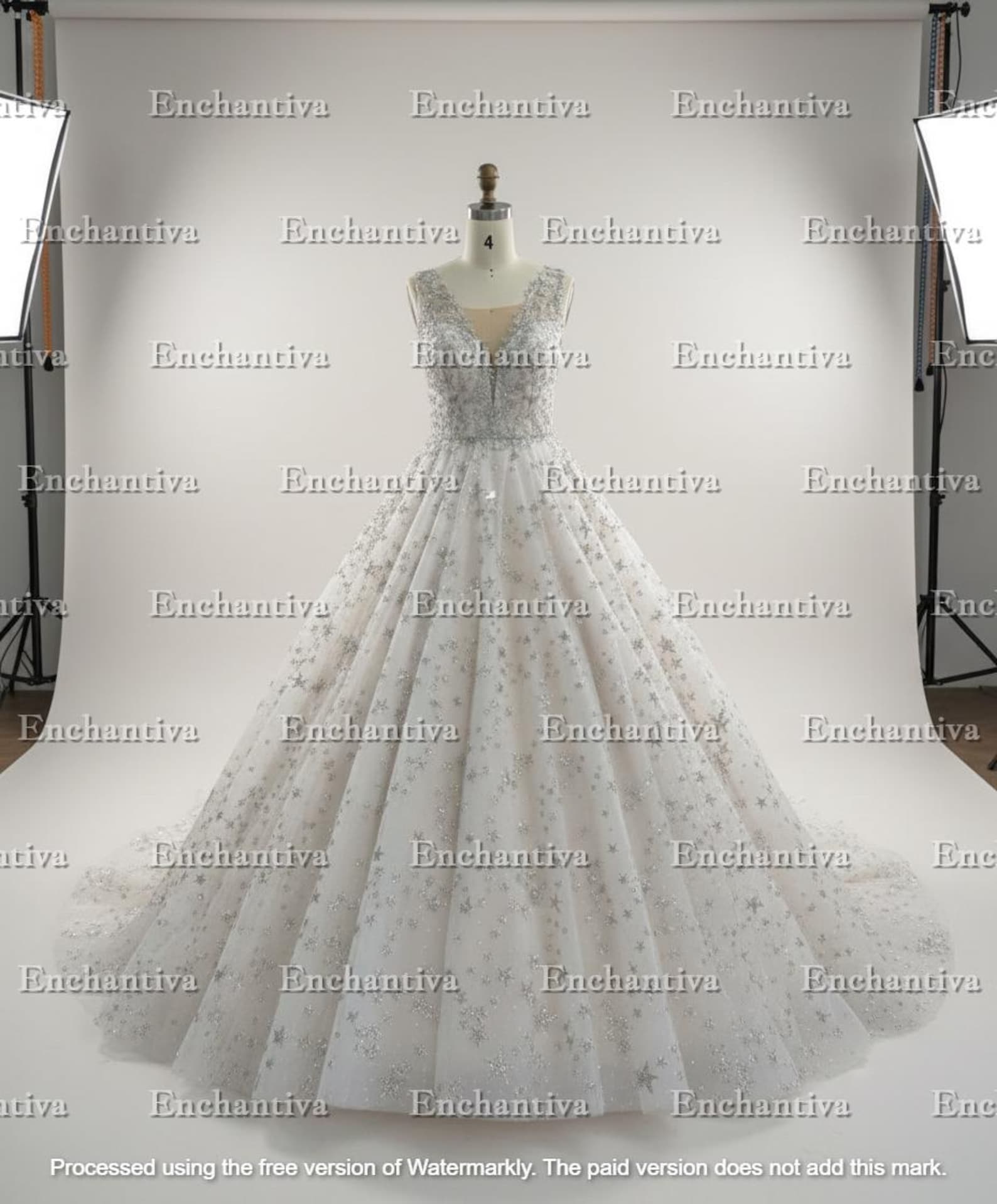 Celestial Glow – Star Embroidered Wedding Dress | Sparkly A-line Bridal ...
