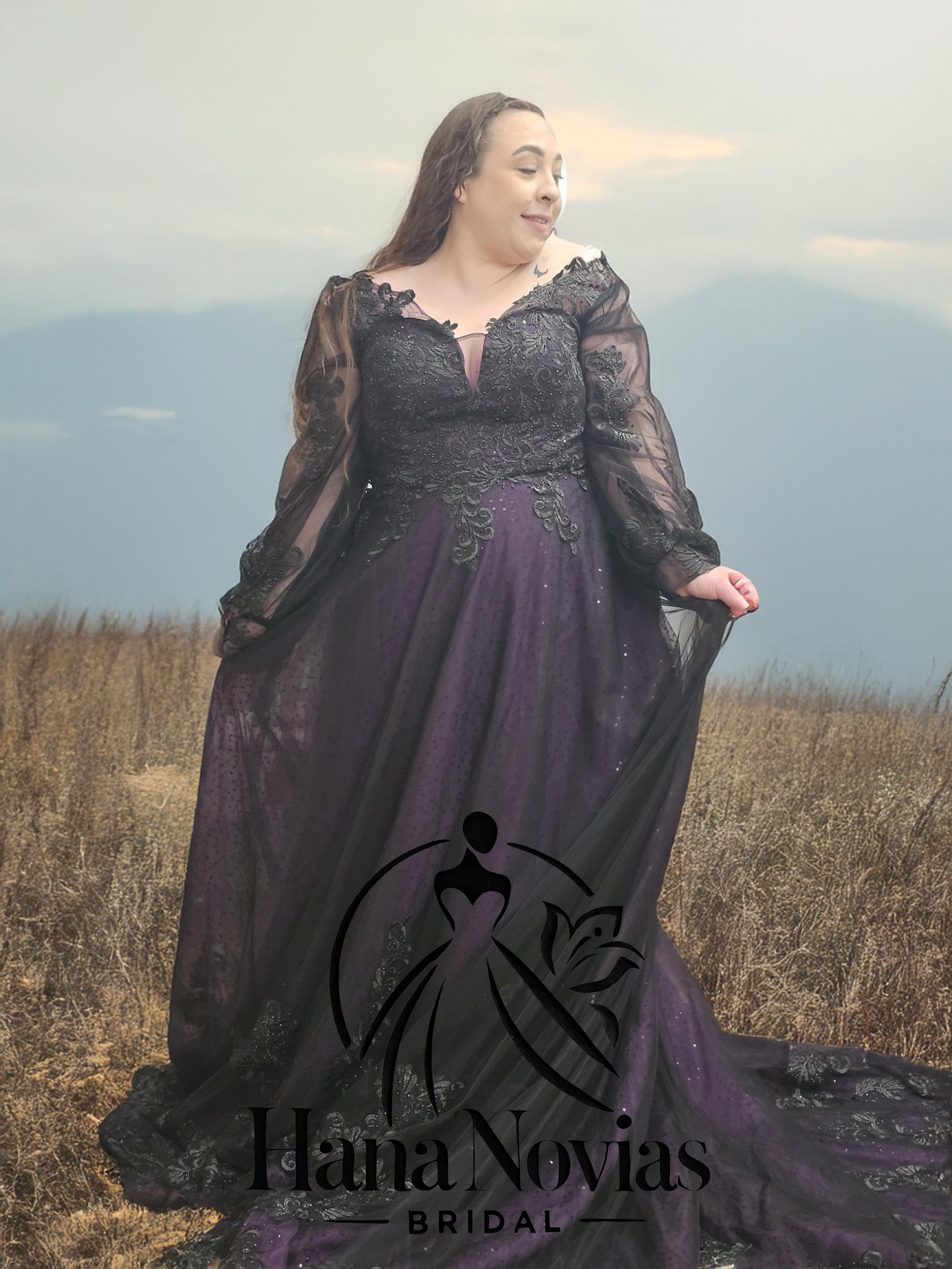 Nyah Black Purple Gothic Elegance Ball Gown Wedding Dress Bridal Gown ...