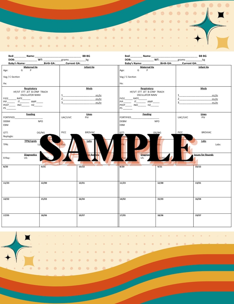 NICU REPORT SHEET - Etsy