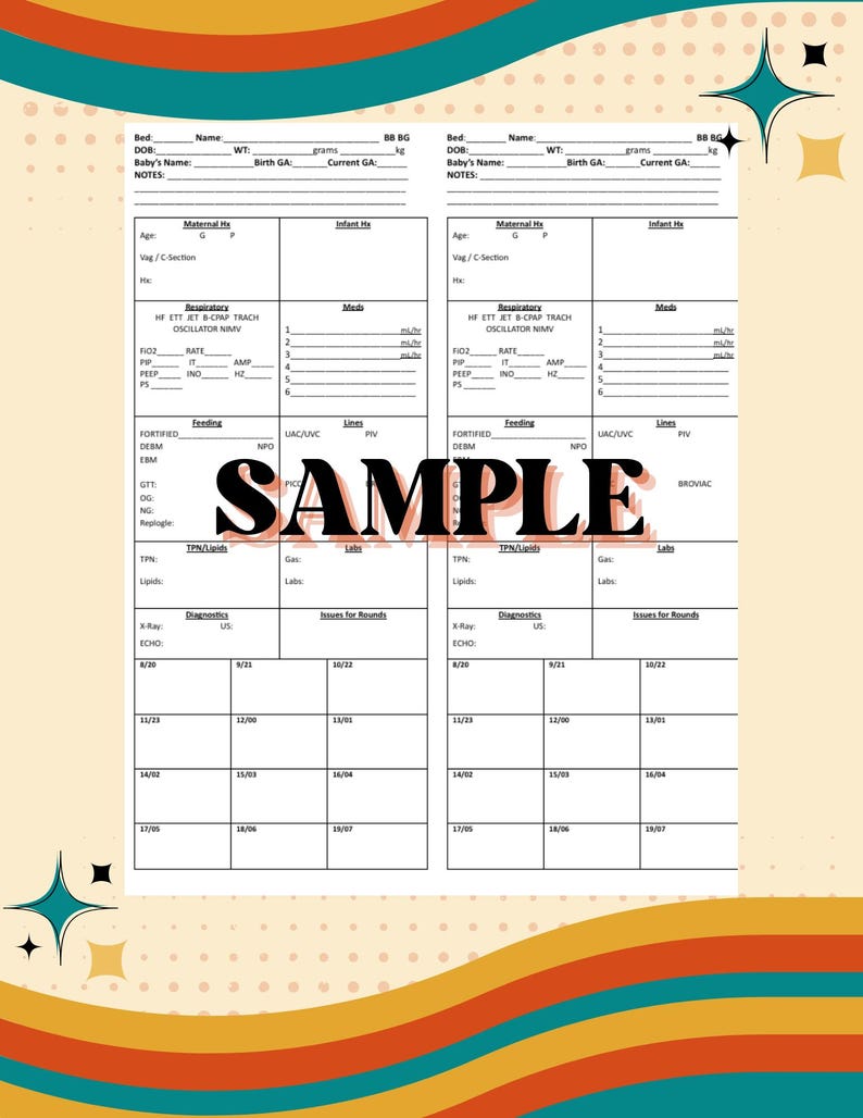 NICU REPORT SHEET - Etsy