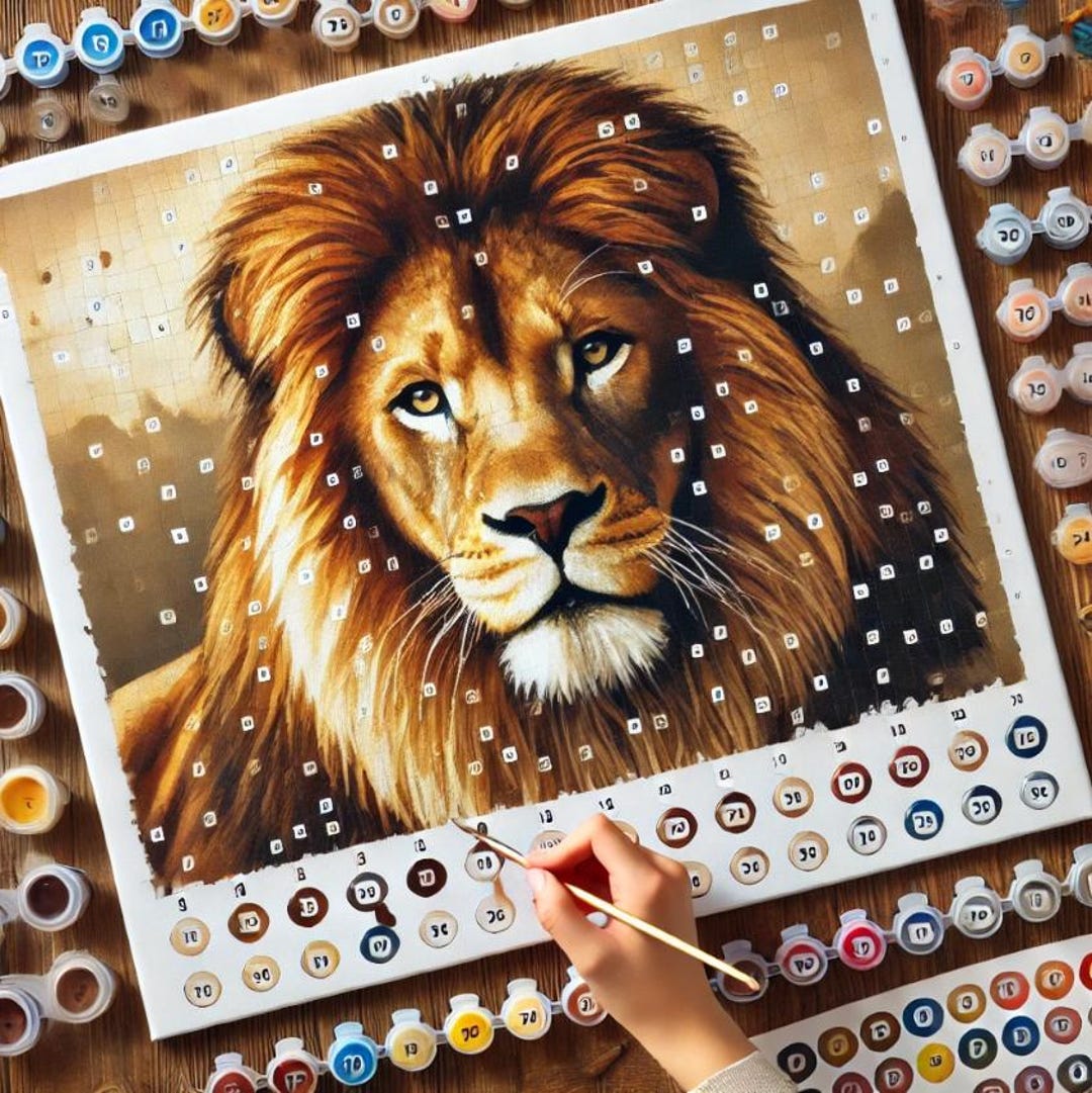 Lion Paint-by-numbers Masterpiece - Etsy