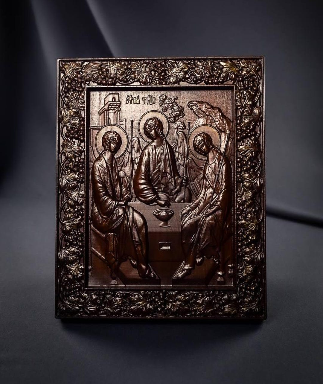 Wooden Carved Icon of the Holy Trinity, Orthodox Icon, the Trinity ...
