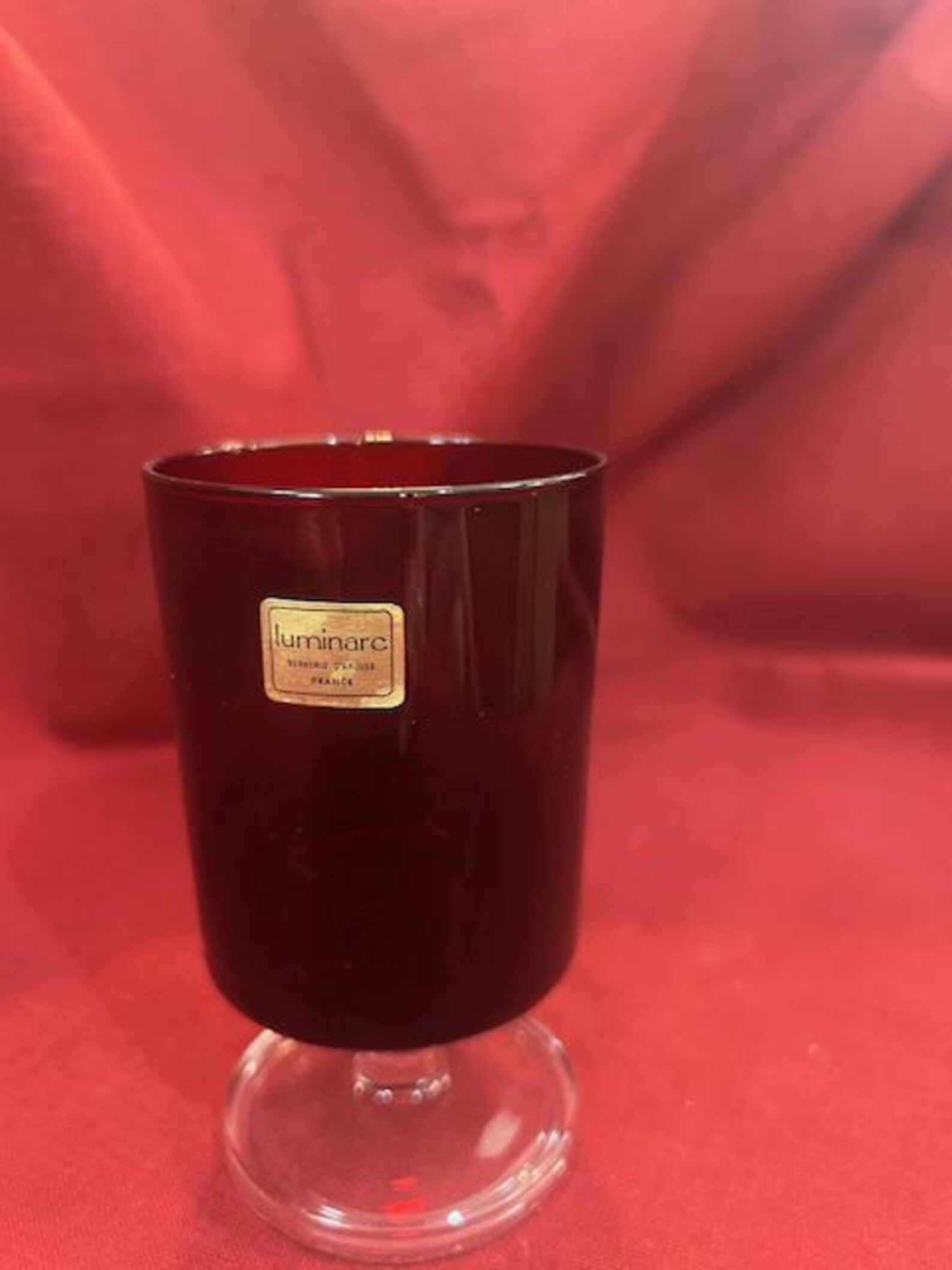Ruby Red Pedestal Glasses, Luminarc Verrerie D'arques, France, Red ...