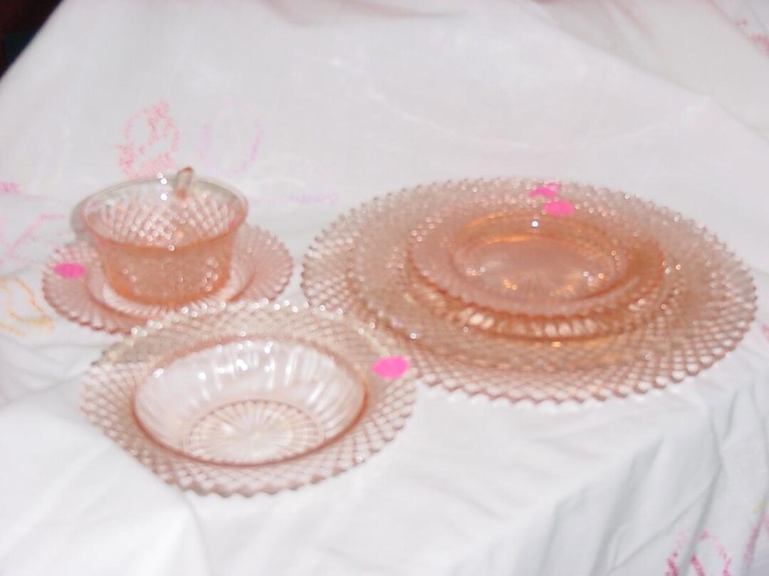 Pink Depression Glass Miss America Pattern Teacup Saucers - Etsy