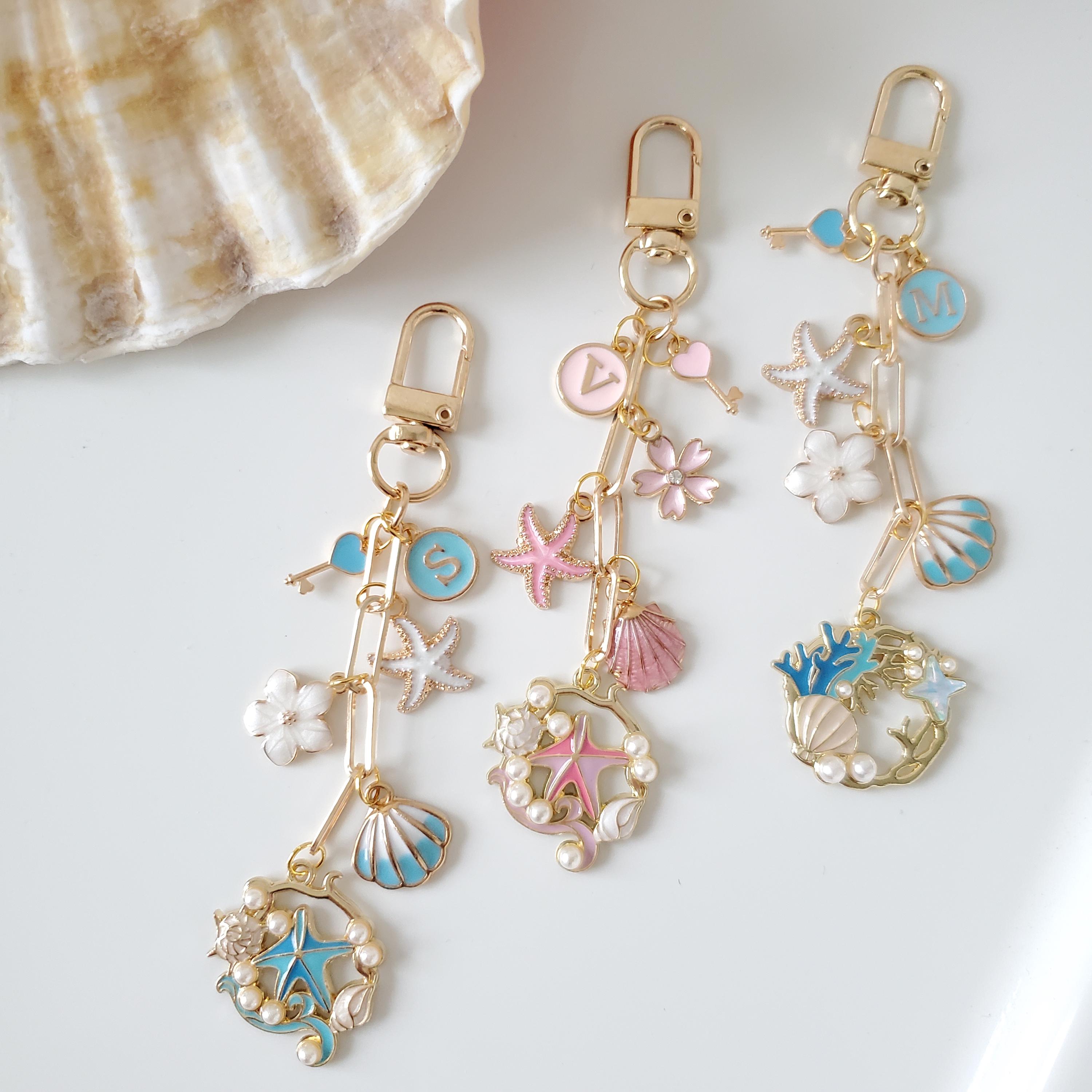 Coastal Bag Charm |starfish, Seashells, Heart Key, Flower Charms ...