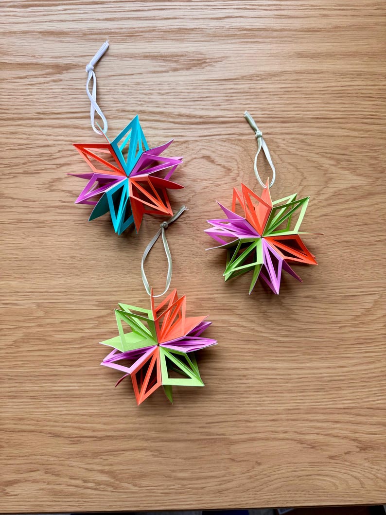 Paper Star Cut Out Ornaments - Set of 3 - Etsy
