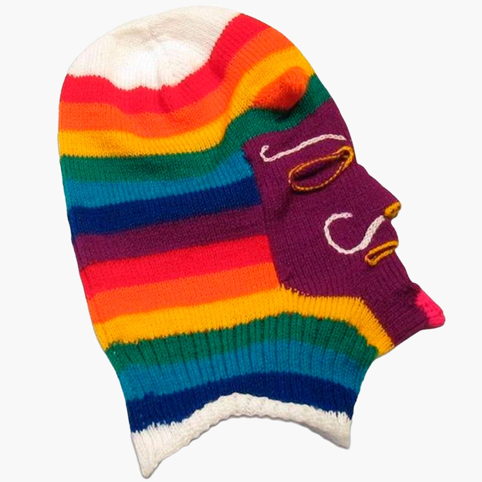 Rainbow Stripe Knitted Wool Balaclava, Peruvian Waq'ollo Mask - Etsy