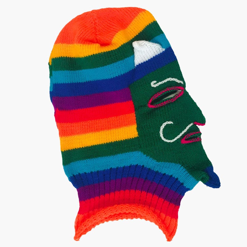 Rainbow Stripe Knitted Wool Balaclava, Peruvian Waq'ollo Mask - Etsy