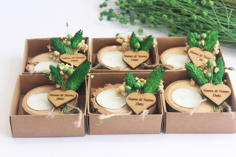 Personalized Wooden Tealight Candle , Personalized Wedding Favors for ...