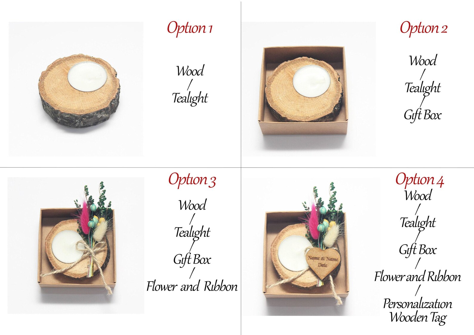 Personalized Wooden Tealight Candle , Personalized Wedding Favors for ...