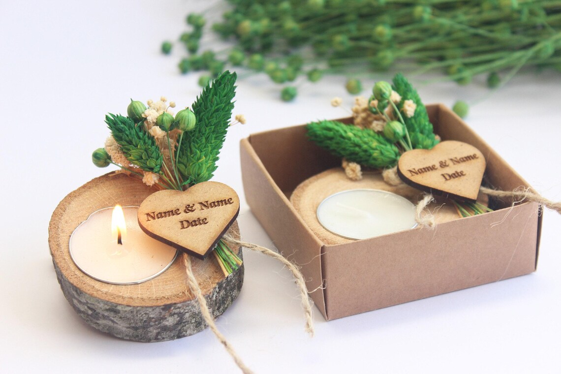Personalized Wooden Tealight Candle , Personalized Wedding Favors for ...