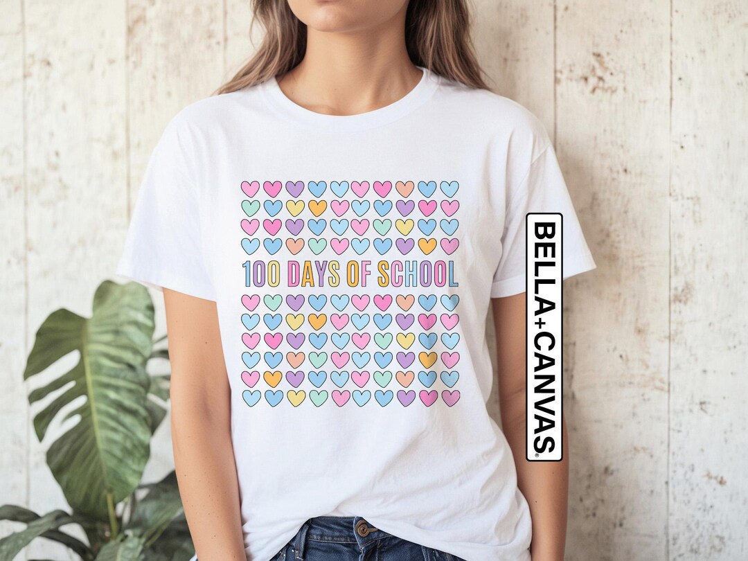 100 Days of School Shirt, 100th Day of School, 100 Days of Hearts Shirt ...