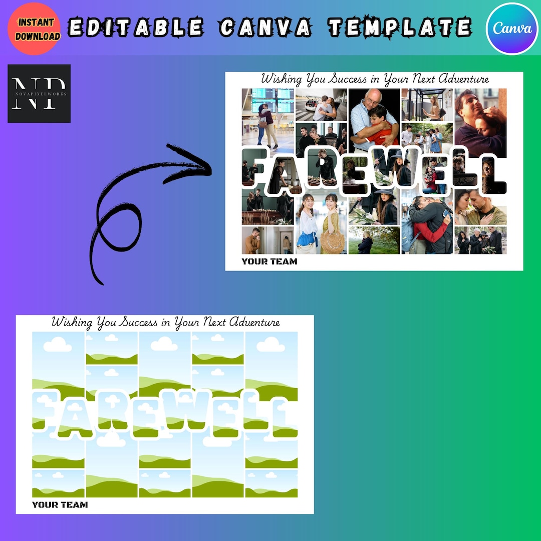 Farewell Photo Collage Canva Frame Template,customizable Goodbye Memory ...