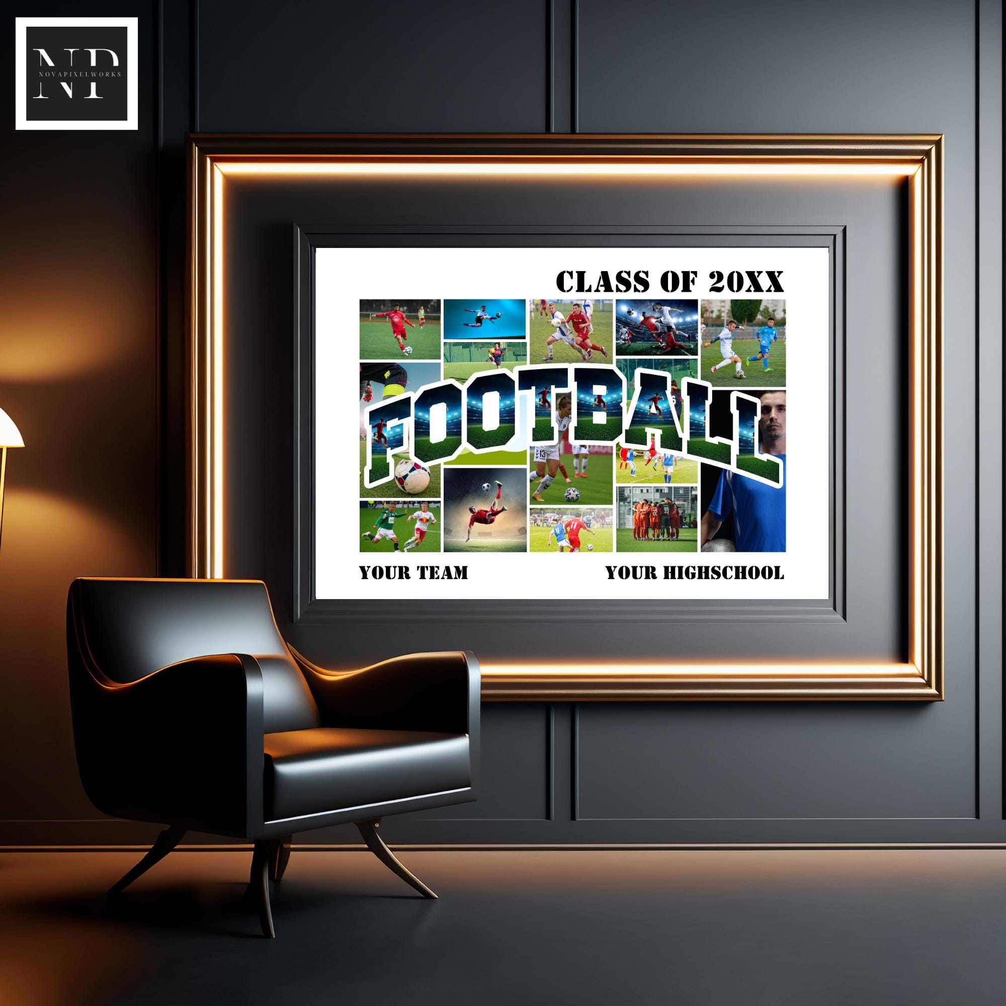 Custom Football Photo Collage Template | Editable Sports Memory Frame ...