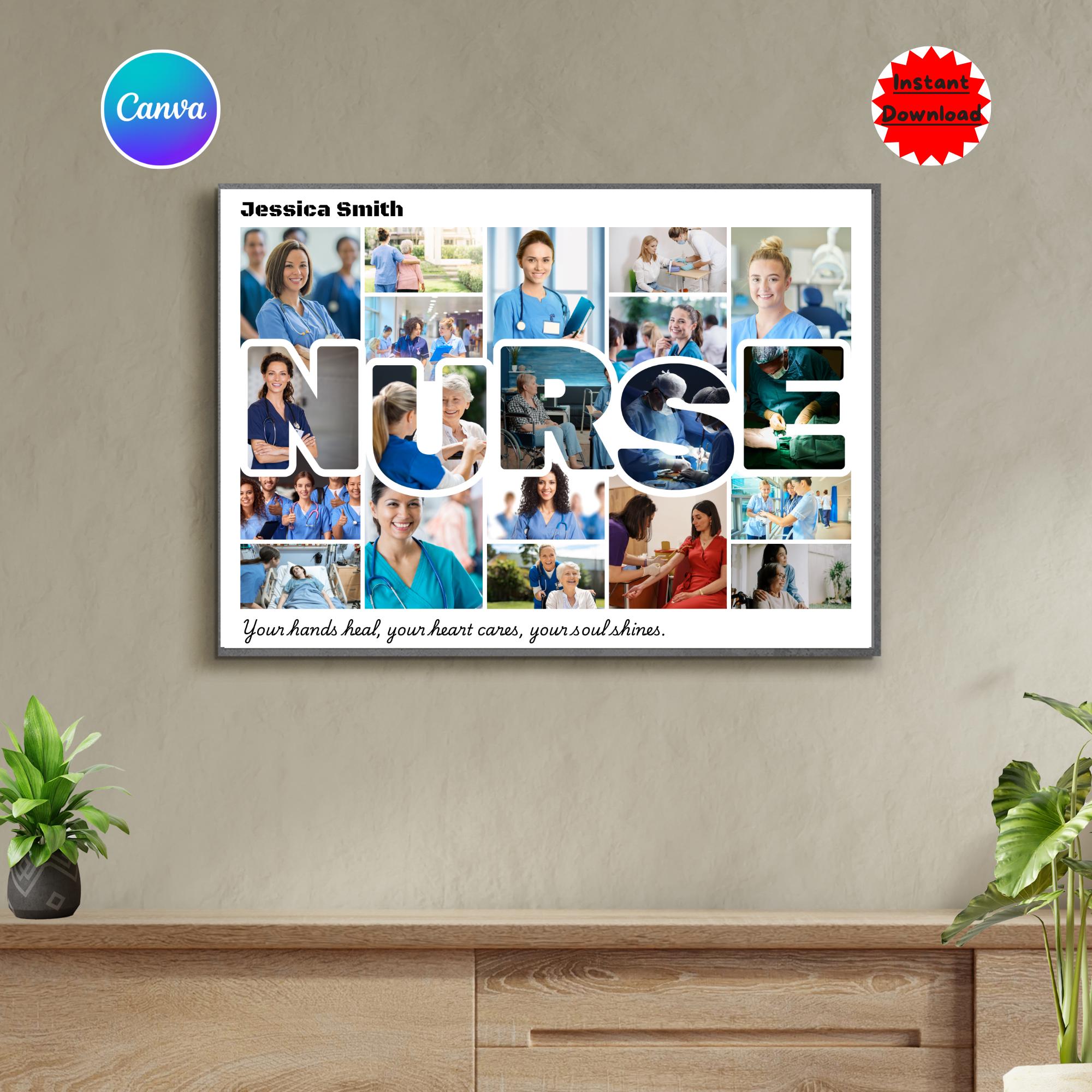 Nurse Photo Collage Canva Template, Customizable Nurse Gift, Editable ...