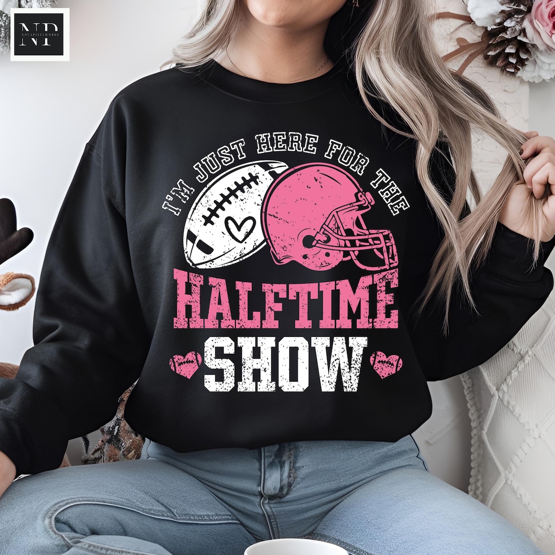 I'm Just Here for the Halftime Show PNG, Retro Glitter Football Svg ...