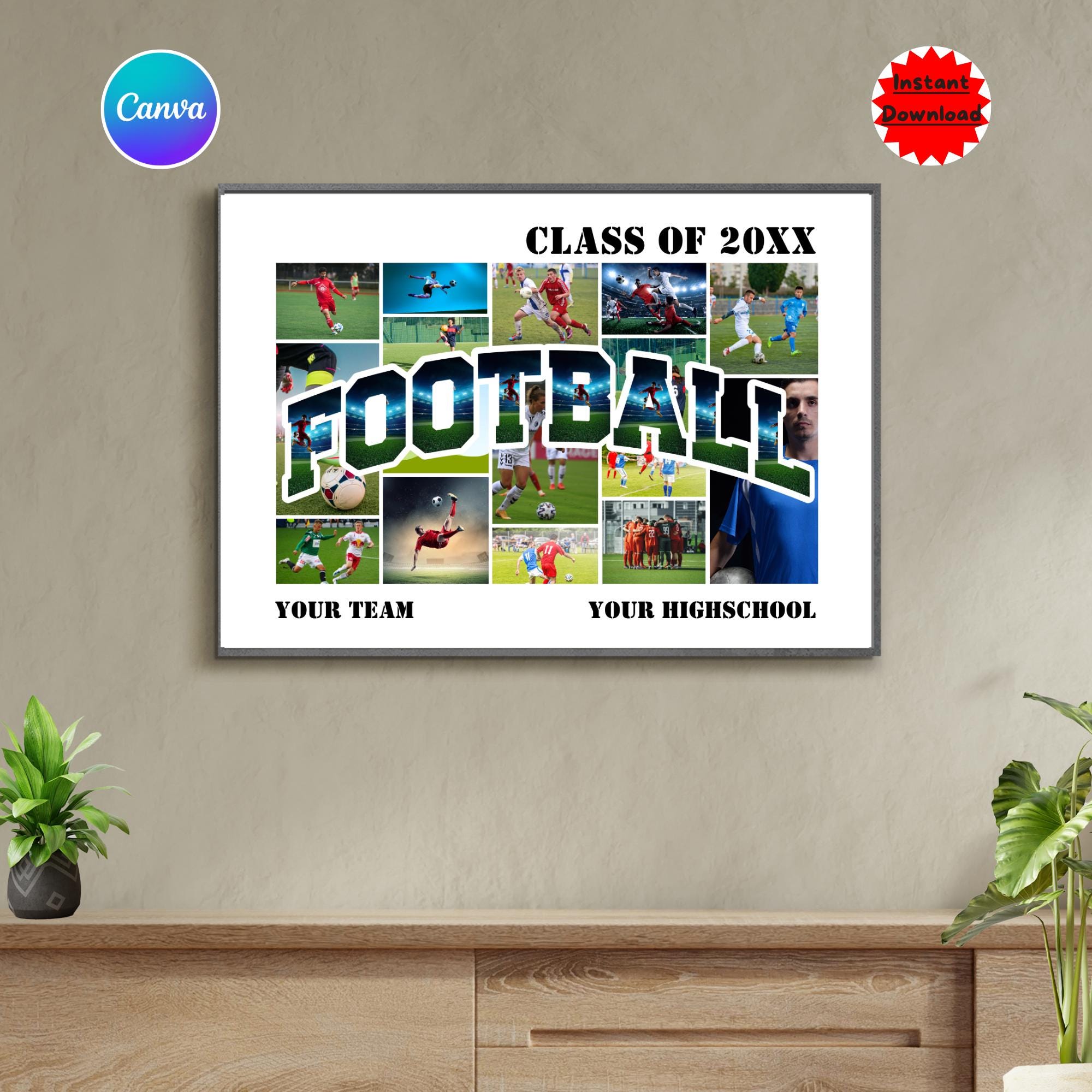 Custom Football Photo Collage Template | Editable Sports Memory Frame ...