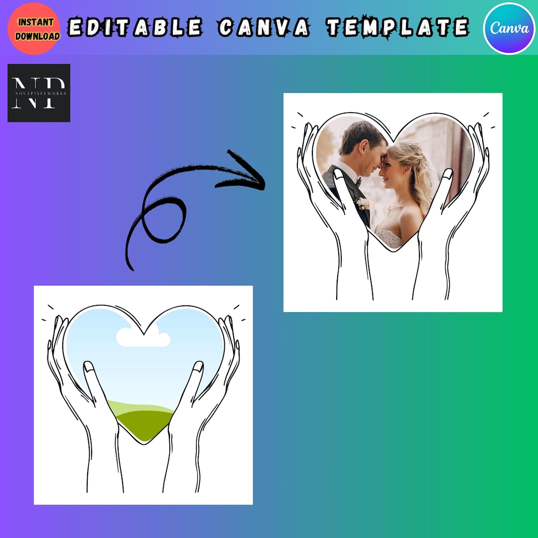 Editable Heart-shaped Photo Collage Template, Custom DIY Valentine's ...