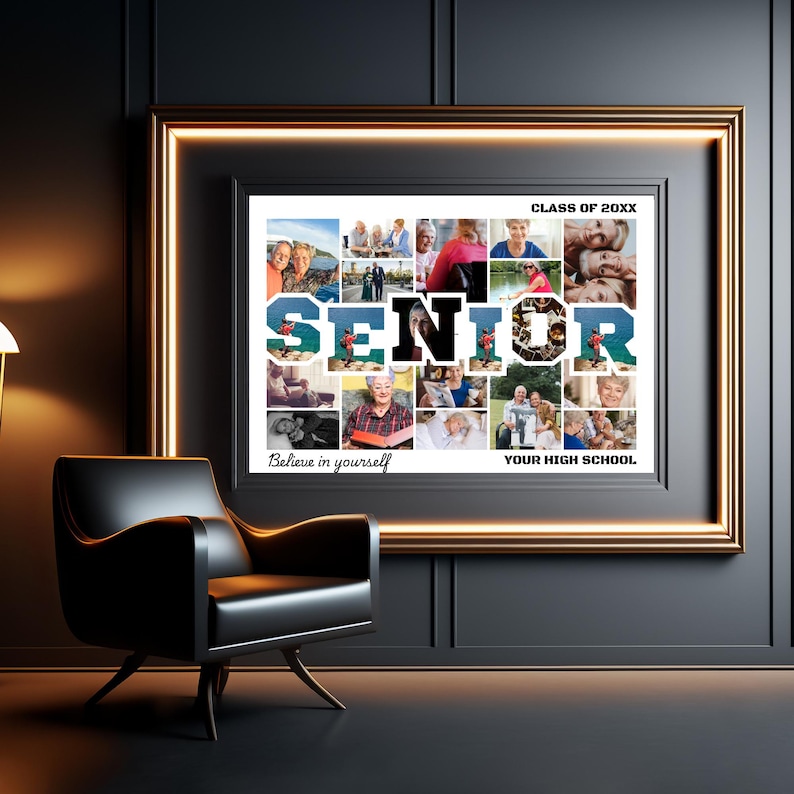 Senior Photo Collage Canva Frame Template, Editable Graduation Keepsake ...