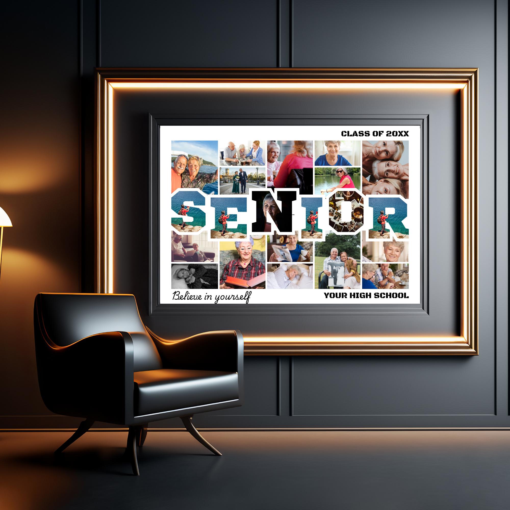 Senior Photo Collage Canva Frame Template, Editable Graduation Keepsake ...