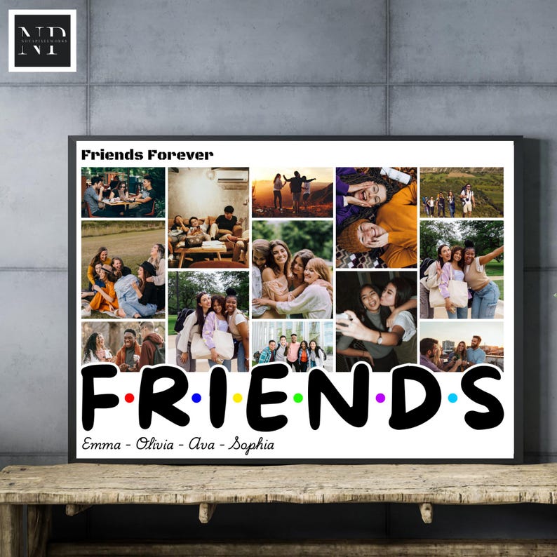 Best Friends Photo Collage Template, Editable Canva Frame, Friendship ...