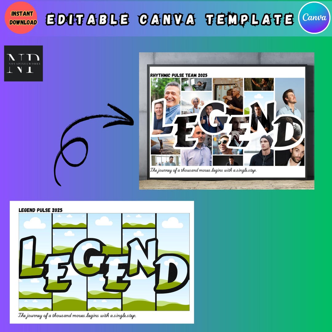 Editable Legend Photo Collage Canva Template | Custom Tribute Gift ...