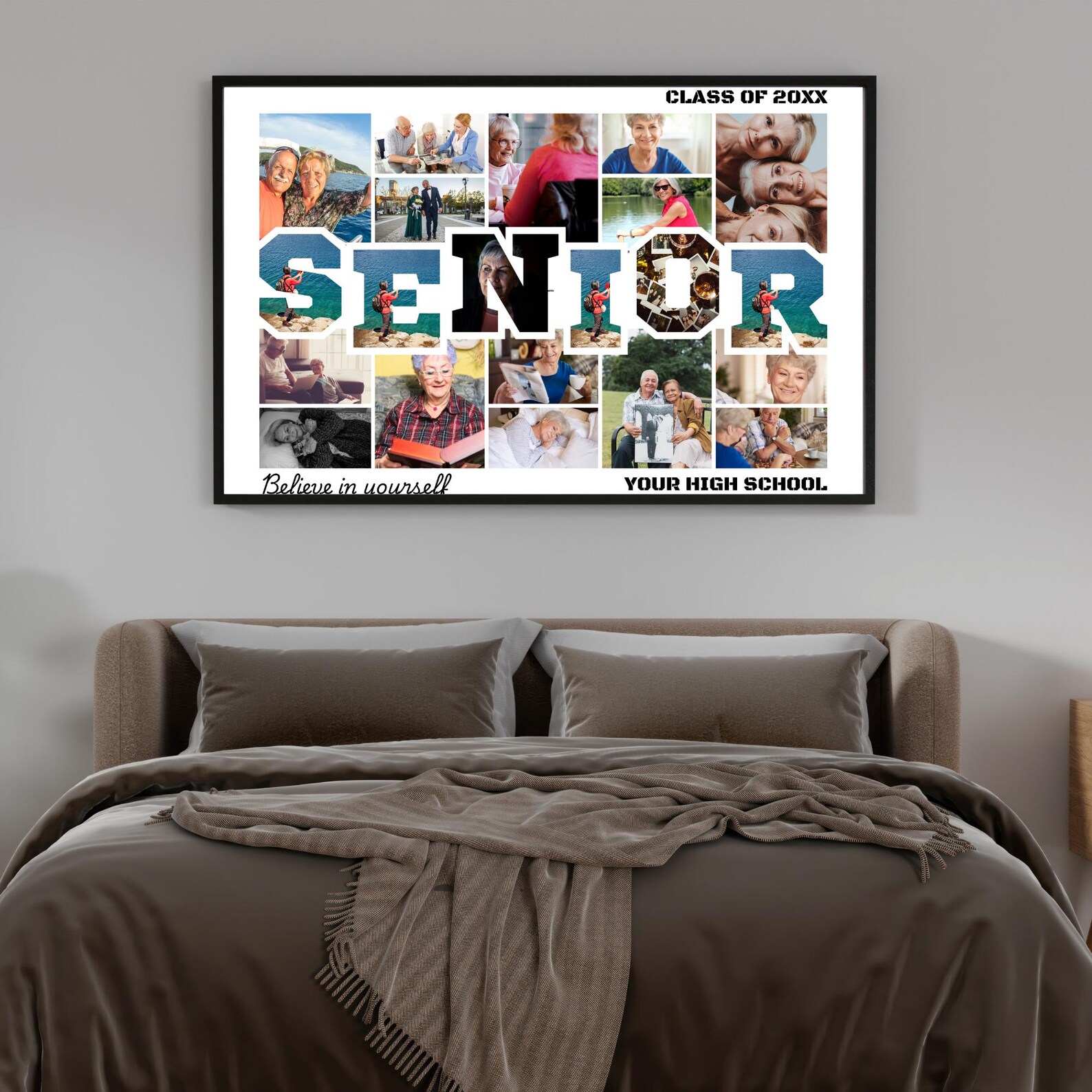 Senior Photo Collage Canva Frame Template, Editable Graduation Keepsake ...