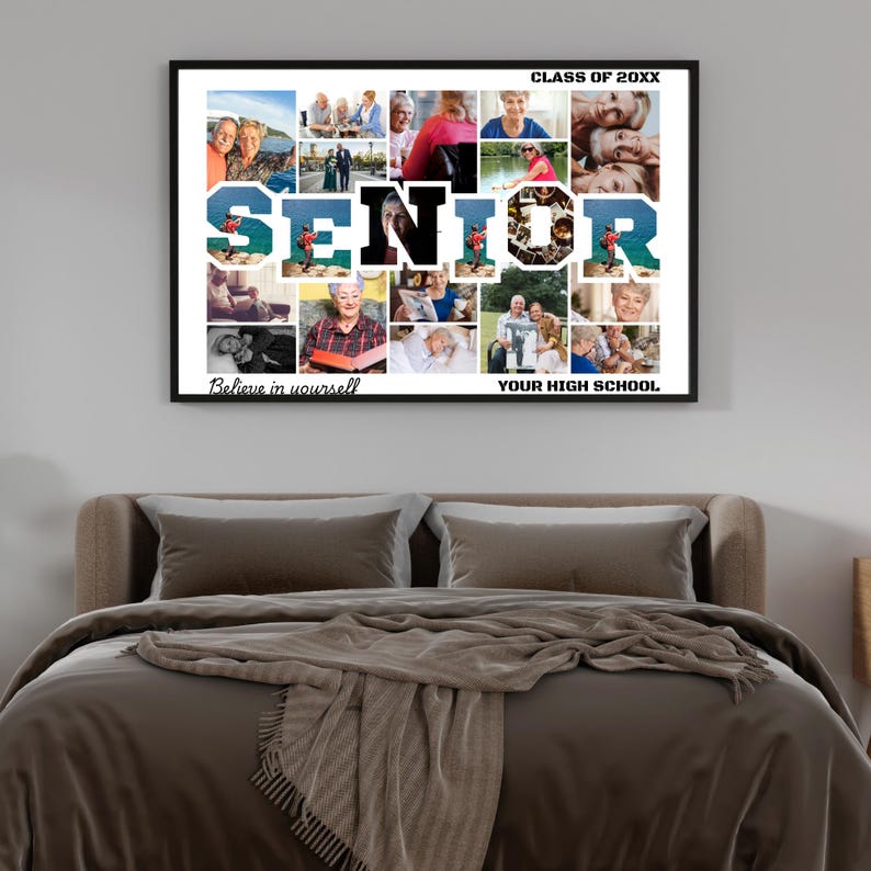 Senior Photo Collage Canva Frame Template, Editable Graduation Keepsake ...