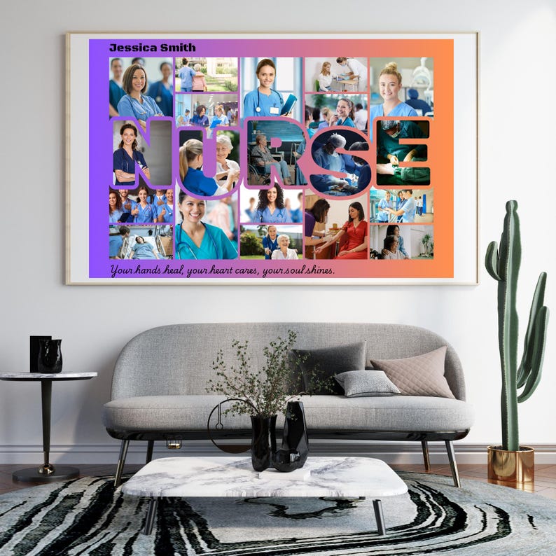 Nurse Photo Collage Canva Template, Customizable Nurse Gift, Editable ...