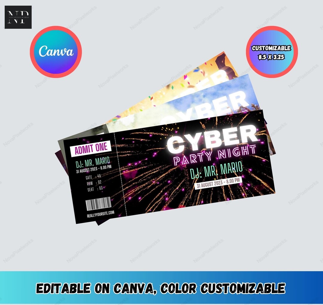 Editable Concert Ticket Template | Customizable Canva Design ...