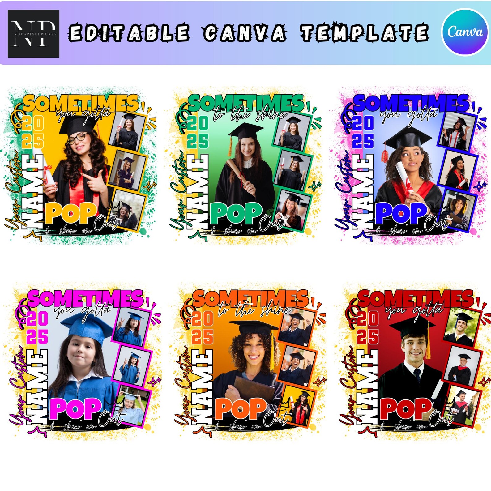 Editable Graduation Photo Collage Canva Template, Class of 2025, Custom ...