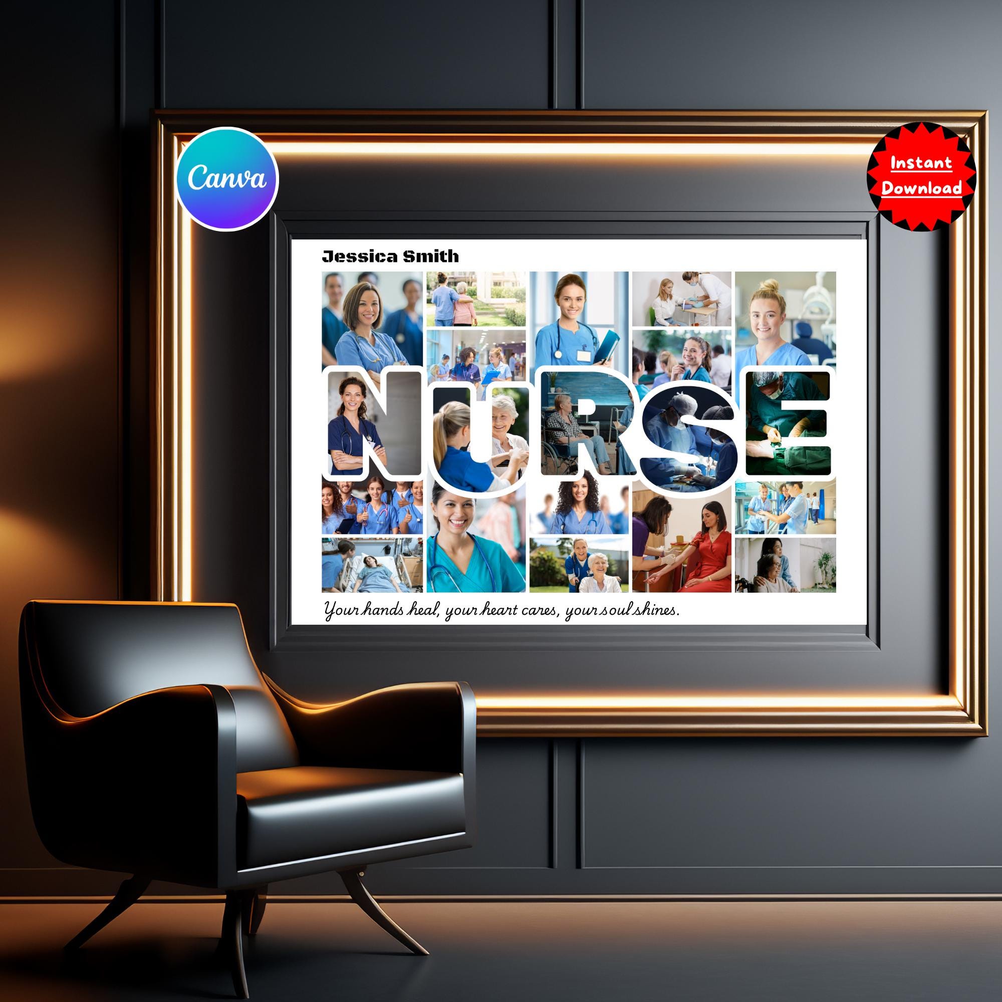 Nurse Photo Collage Canva Template, Customizable Nurse Gift, Editable ...