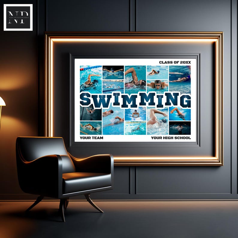 Editable Swimming Photo Collage Canva Template | Custom Sports Team ...