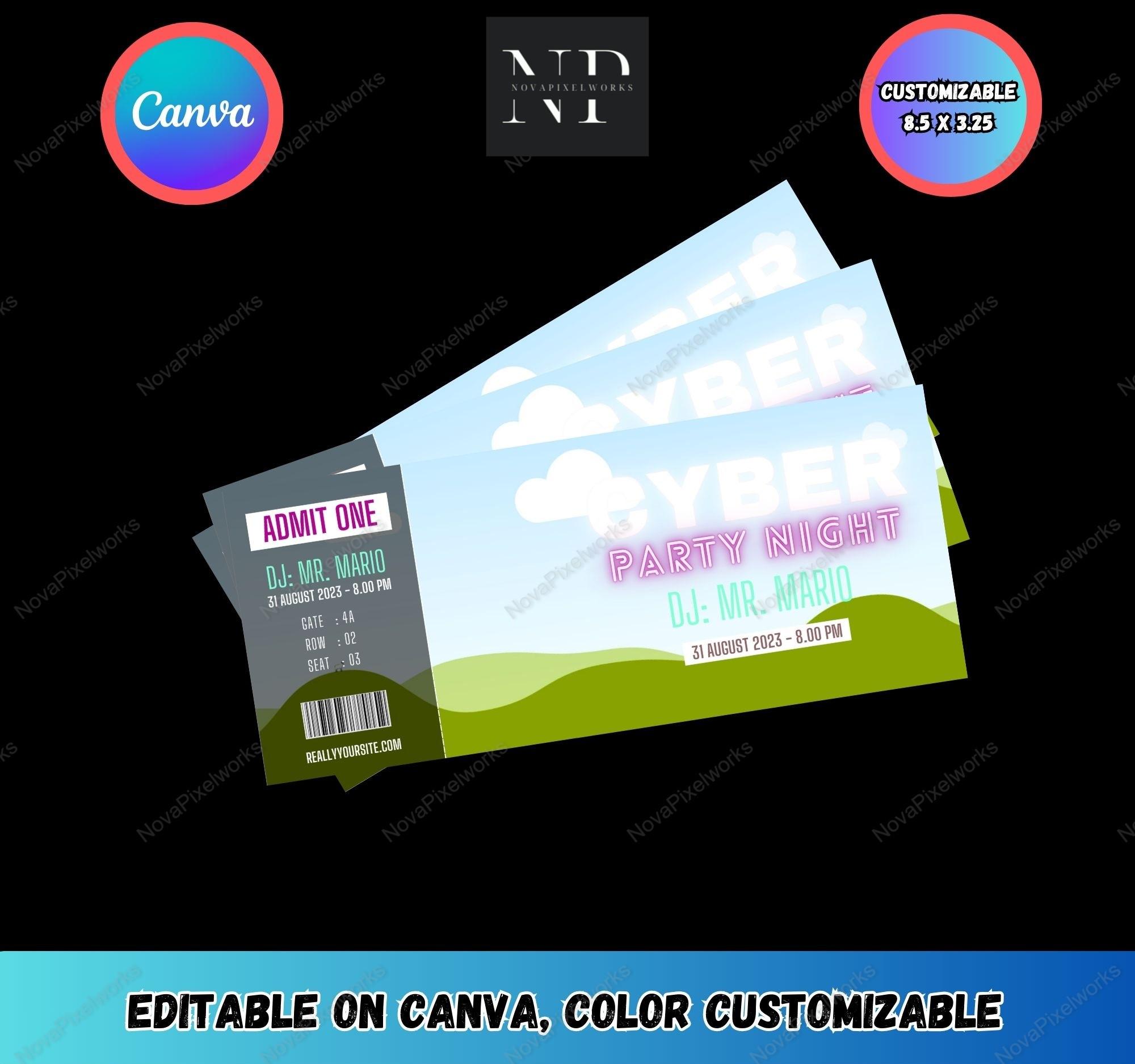 Editable Concert Ticket Template | Customizable Canva Design ...