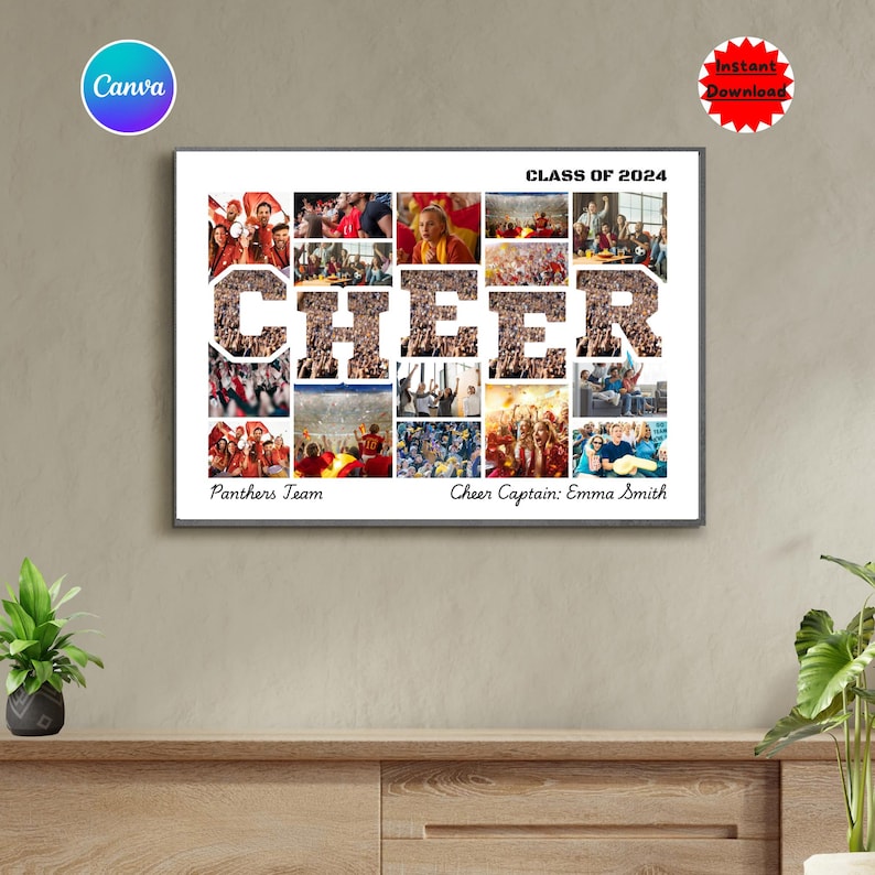 Cheerleader Collage Canva Template, Editable Cheer Poster, Personalized ...