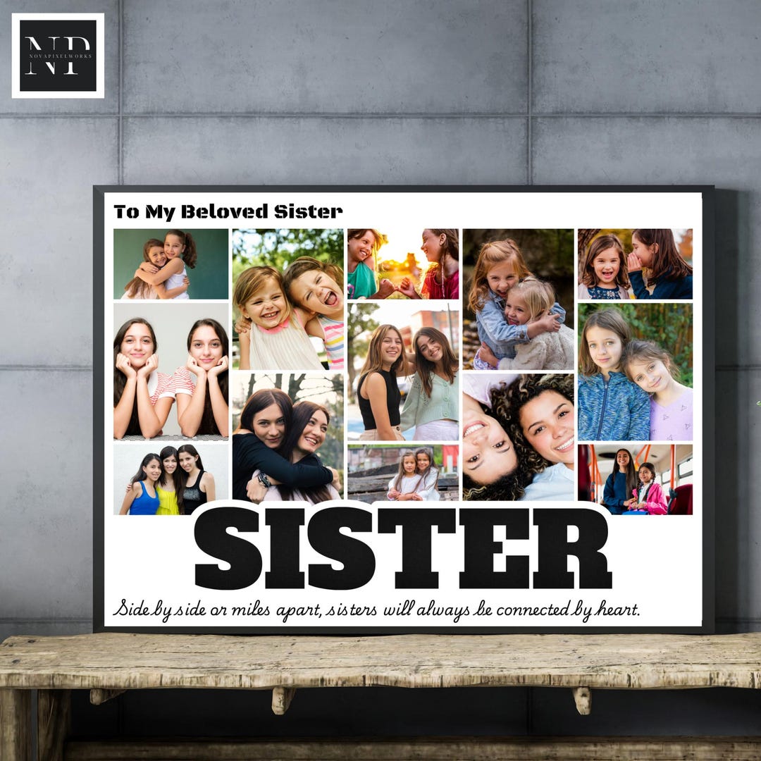 Sister Photo Collage Canva Template, Editable Sibling Memories Poster ...