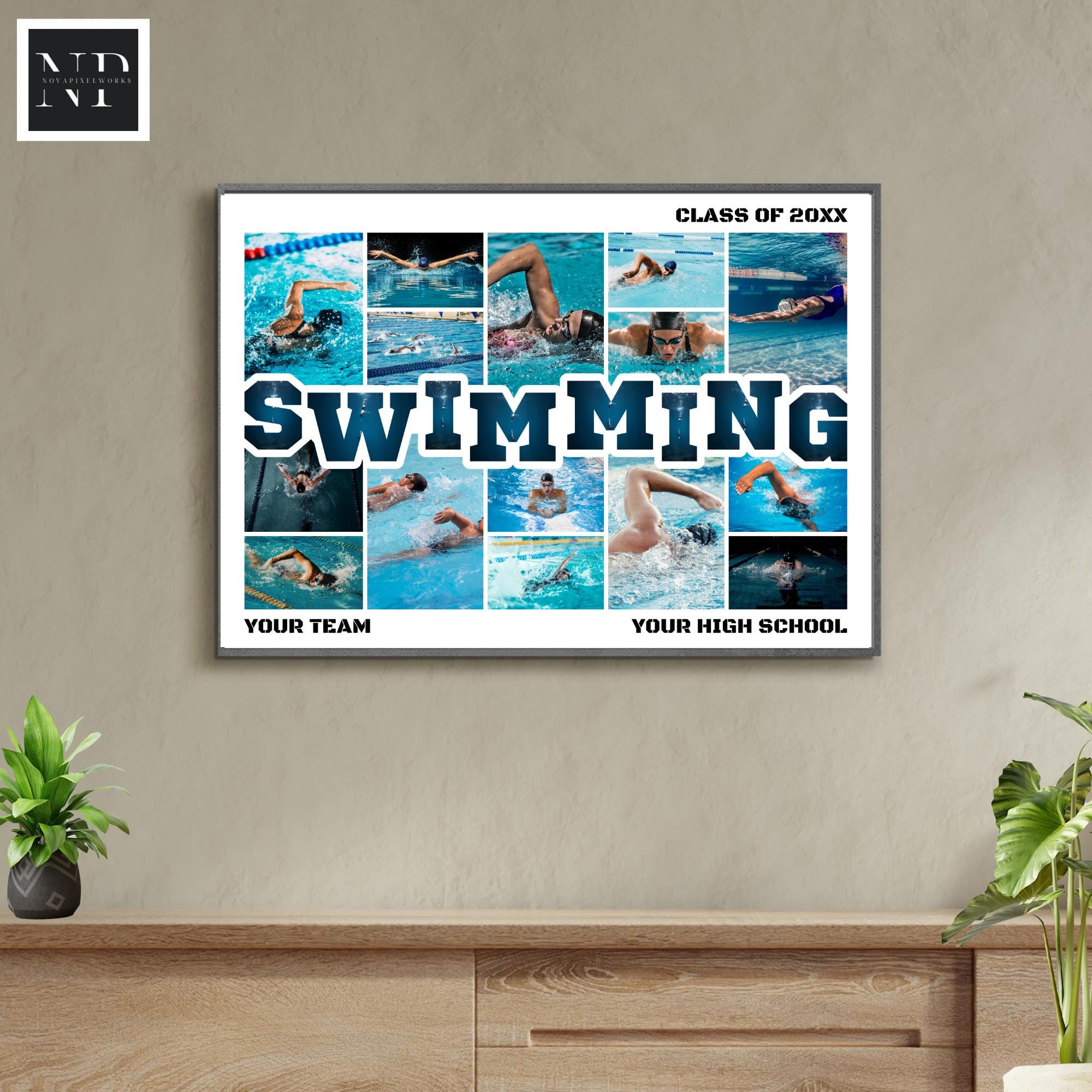Editable Swimming Photo Collage Canva Template | Custom Sports Team ...