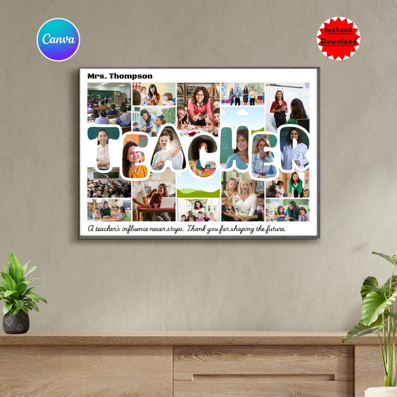 Personalized Teacher Photo Collage Template, Editable End-of-year Gift ...