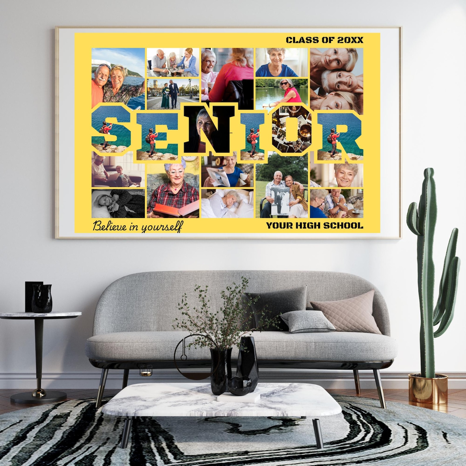 Senior Photo Collage Canva Frame Template, Editable Graduation Keepsake ...