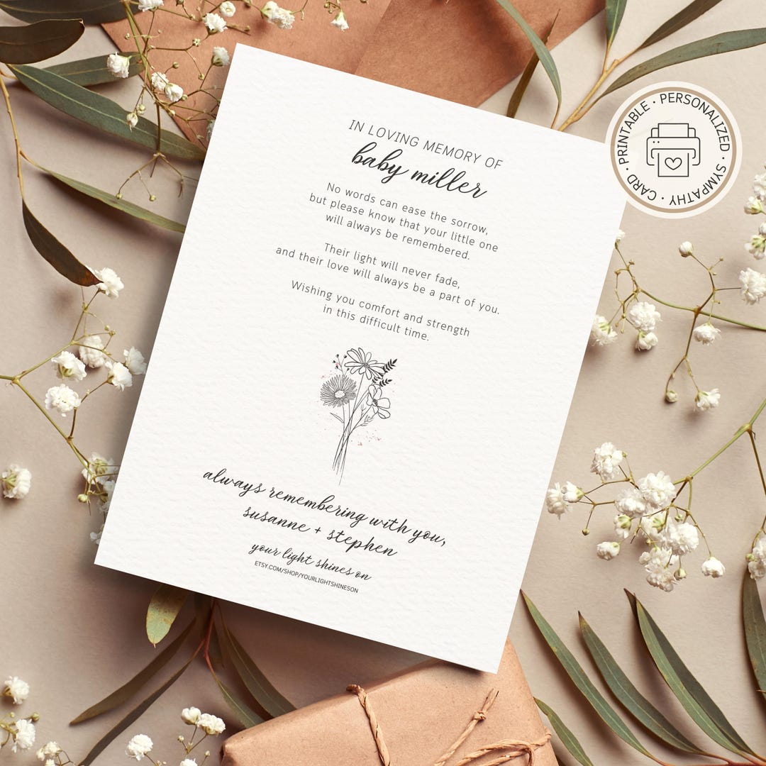 Personalized Sympathy Card: in Loving Memory of Child (PDF) - Etsy