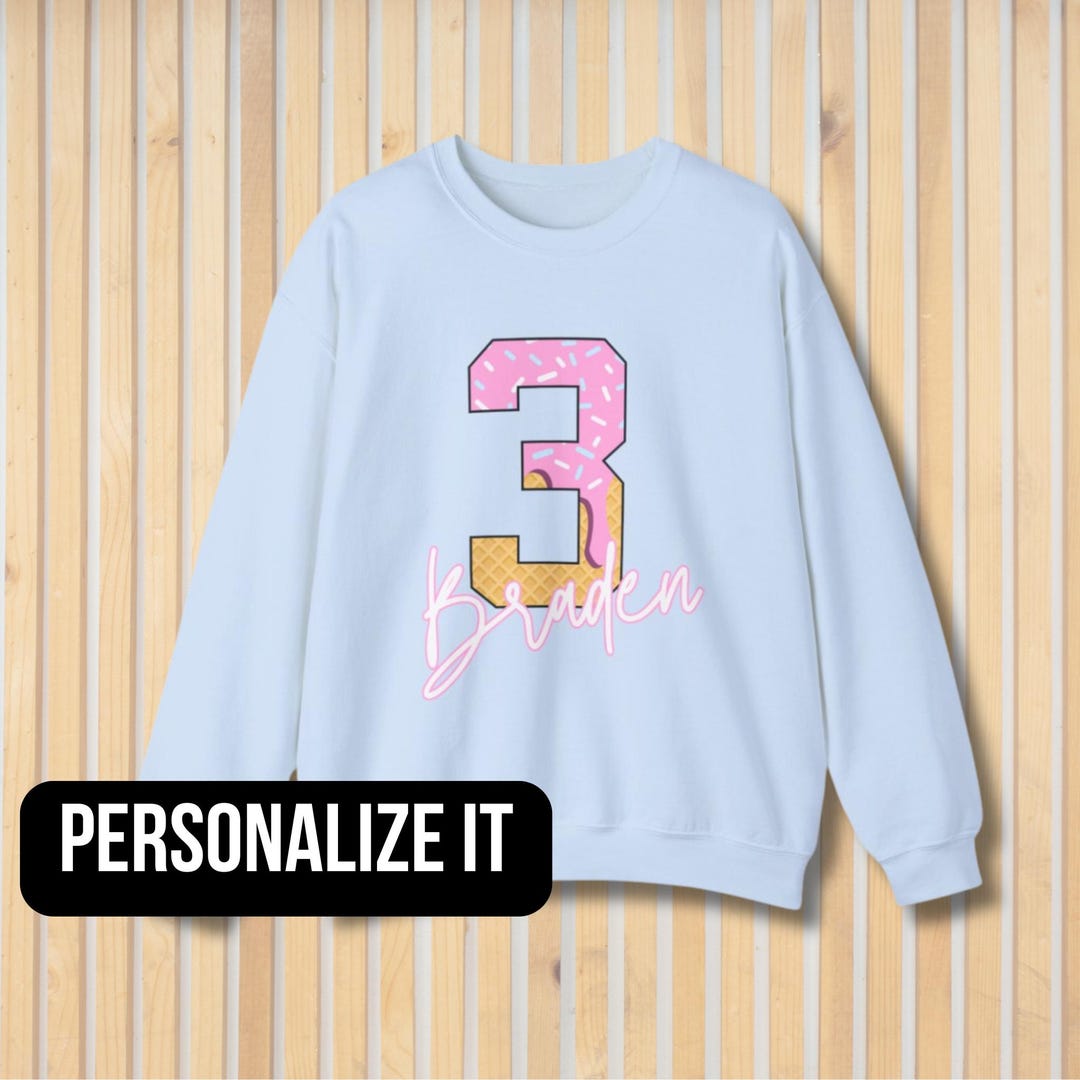 ADULT Custom Baseball Softball Ice Cream Drip Sweatshirt, Personalized ...