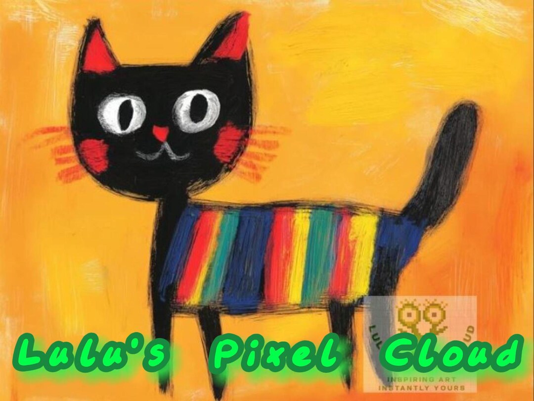 Cute Cat Digital Art Bundle | Lulu's Pixel Cloud | Instant Download for ...