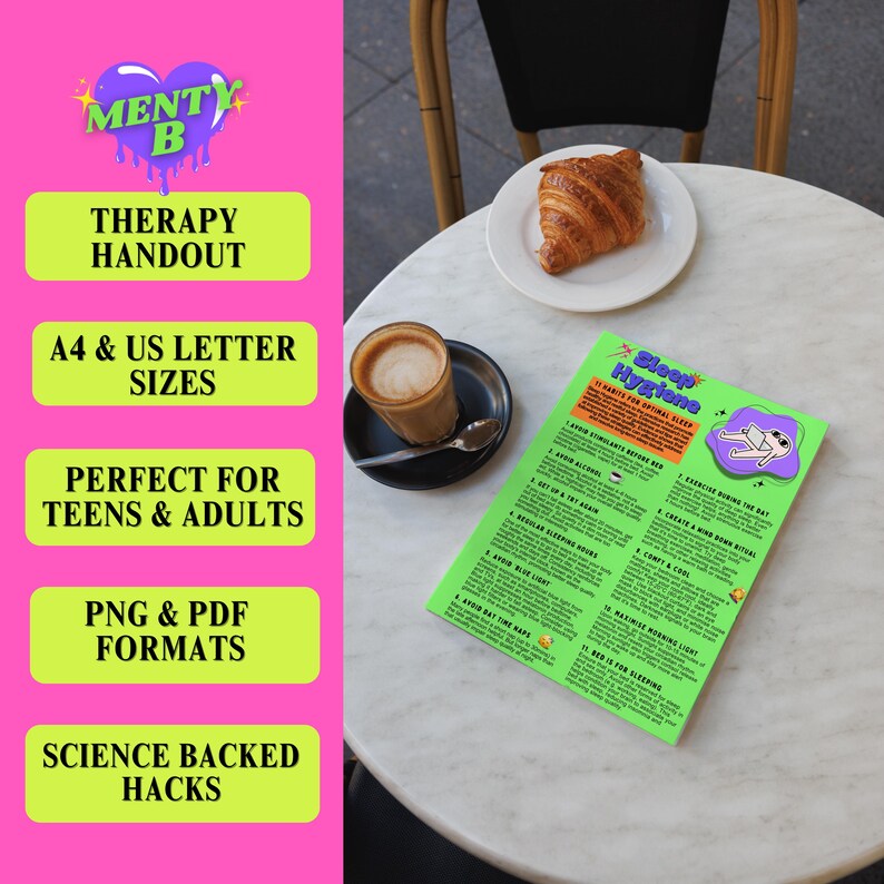 Sleep Hygiene Poster, Therapy Worksheets, Therapy Resource, Self-care ...