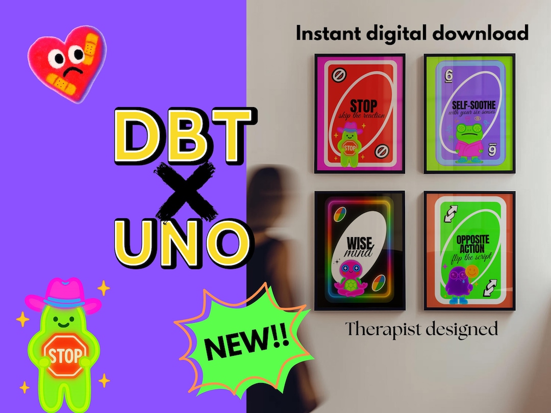 Set of 4 DBT Mental Health Prints Psychology Posters Printable Wall Art ...