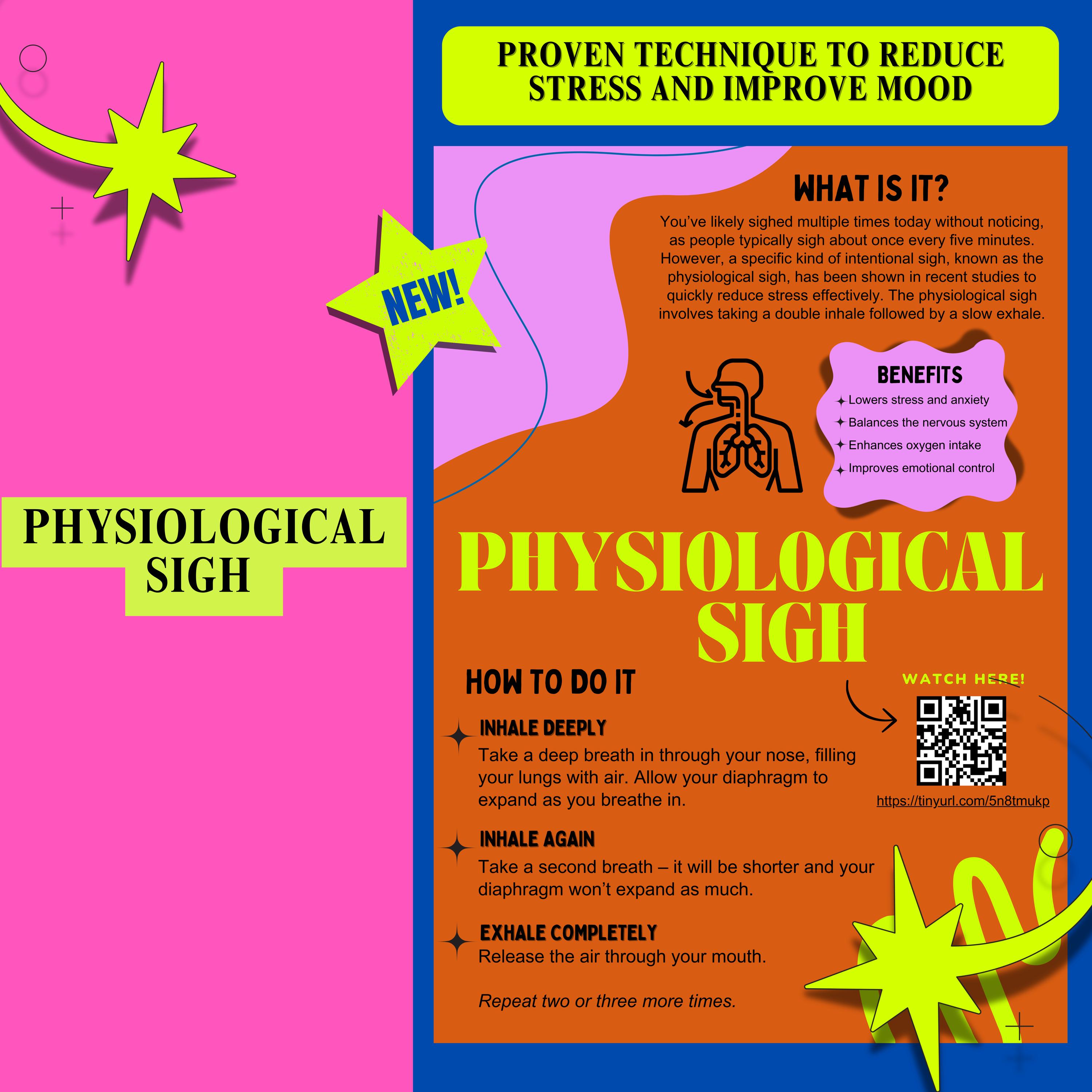 Physiological Sigh Poster, Breathing Exercise, Therapy, Mindfulness ...