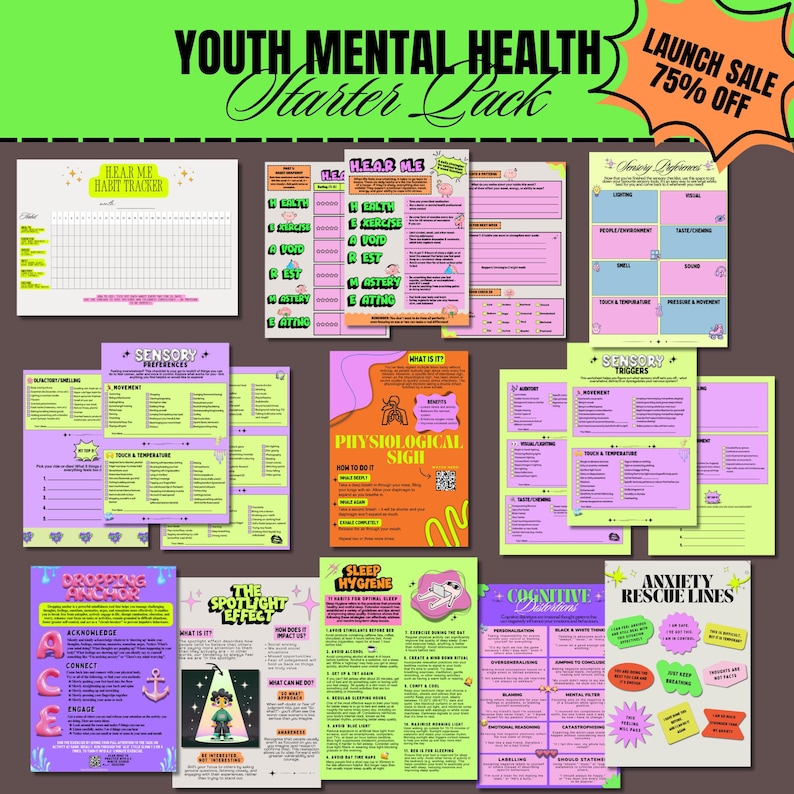 Teen Mental Health Printable Toolkit Therapy Worksheets for Teens ...