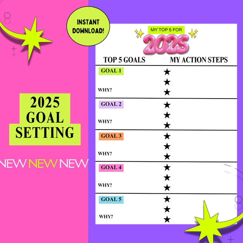2025 Goal Setting Worksheet, Teen Goal Setting Template, Printable Goal ...