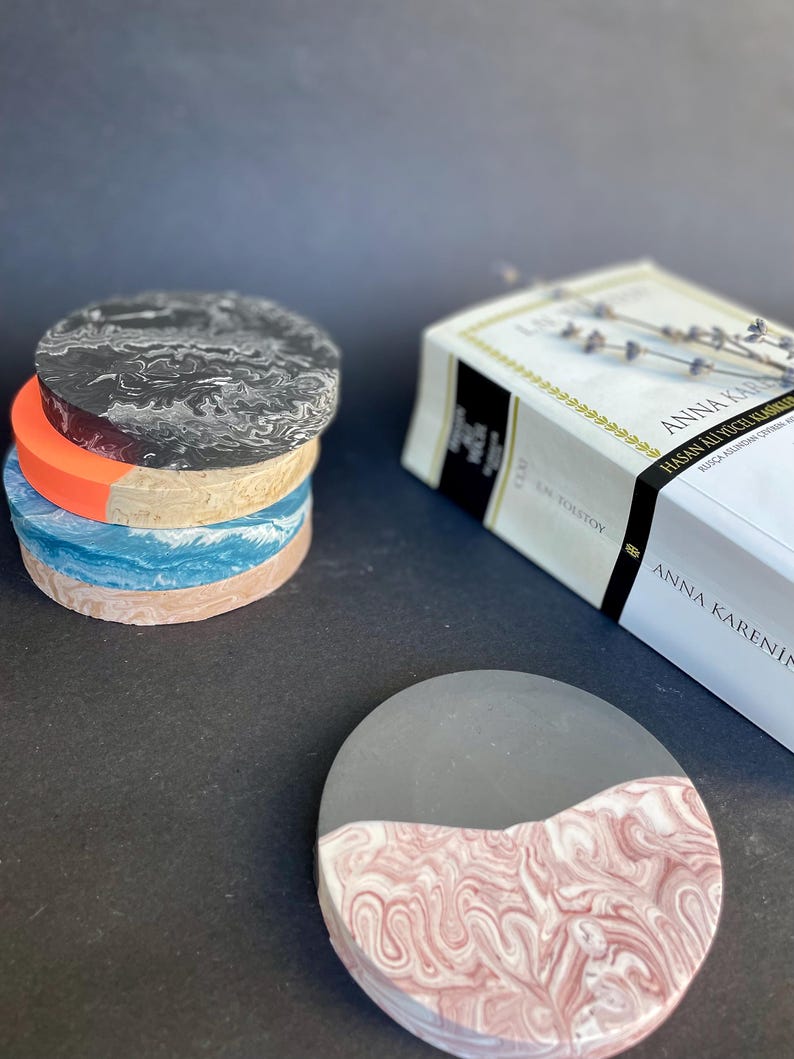 Handmade Marble Design Coasters Set of 2 Eco-friendly, Modern Home ...