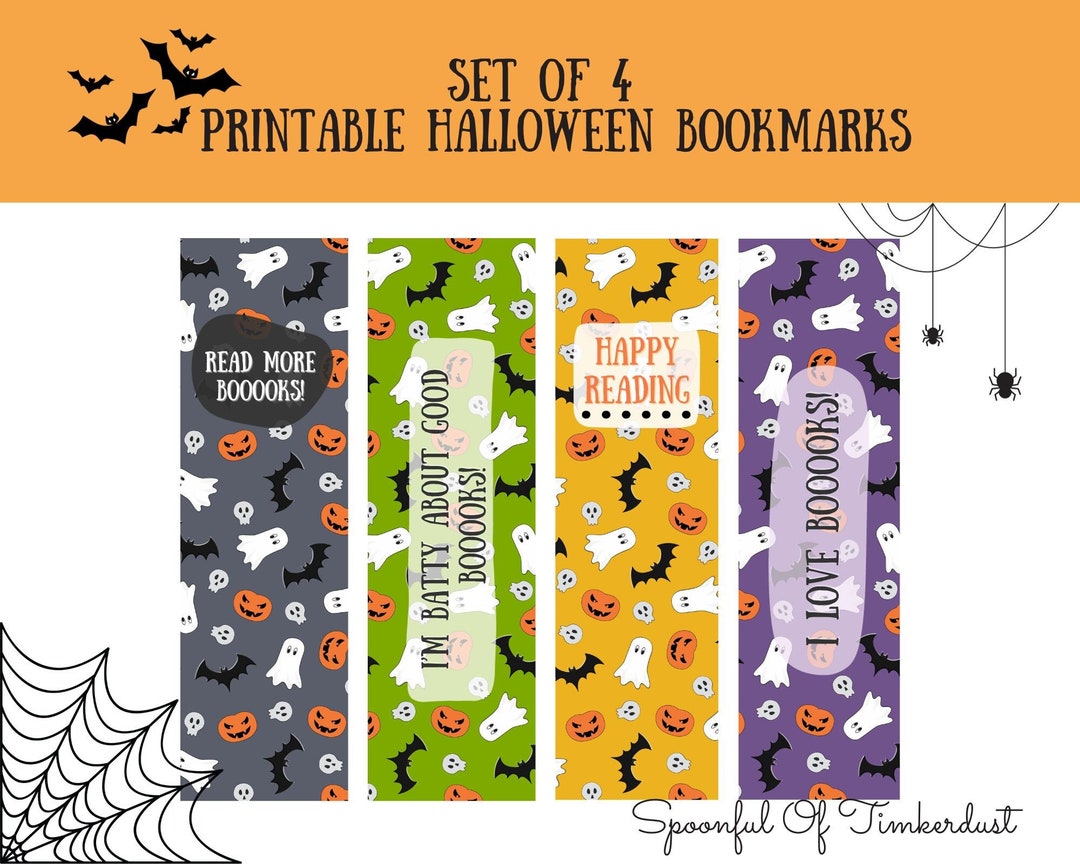 Printable Digital Halloween Bookmarks, Gifts for Bookworm, Funny ...